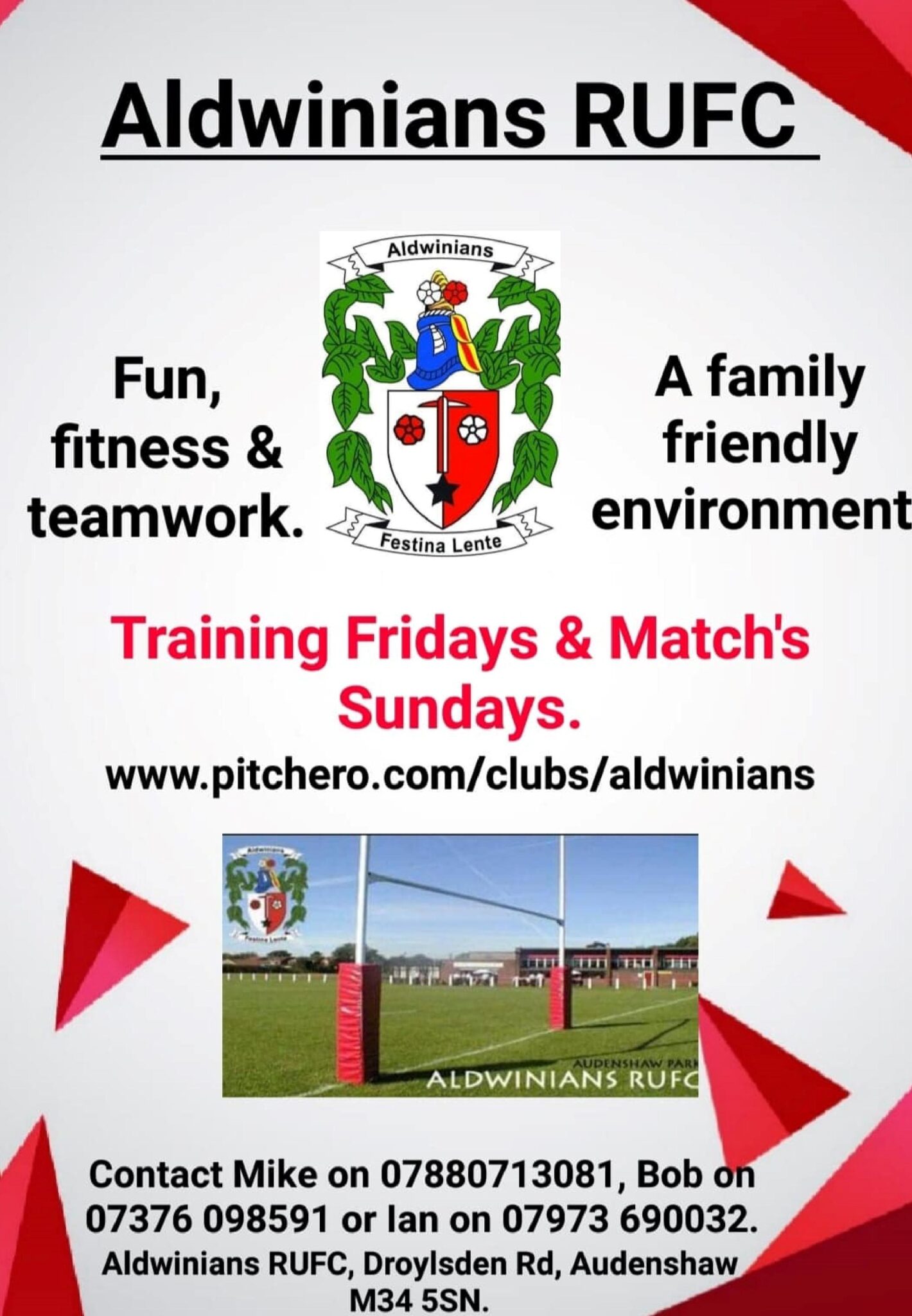 Aldwinians RUFC - junior training and matches - Tameside Sports Network